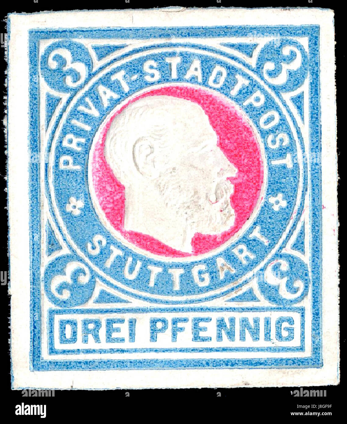 Germany Stuttgart 1889 local stamp 3pf special issue Stock Photo - Alamy