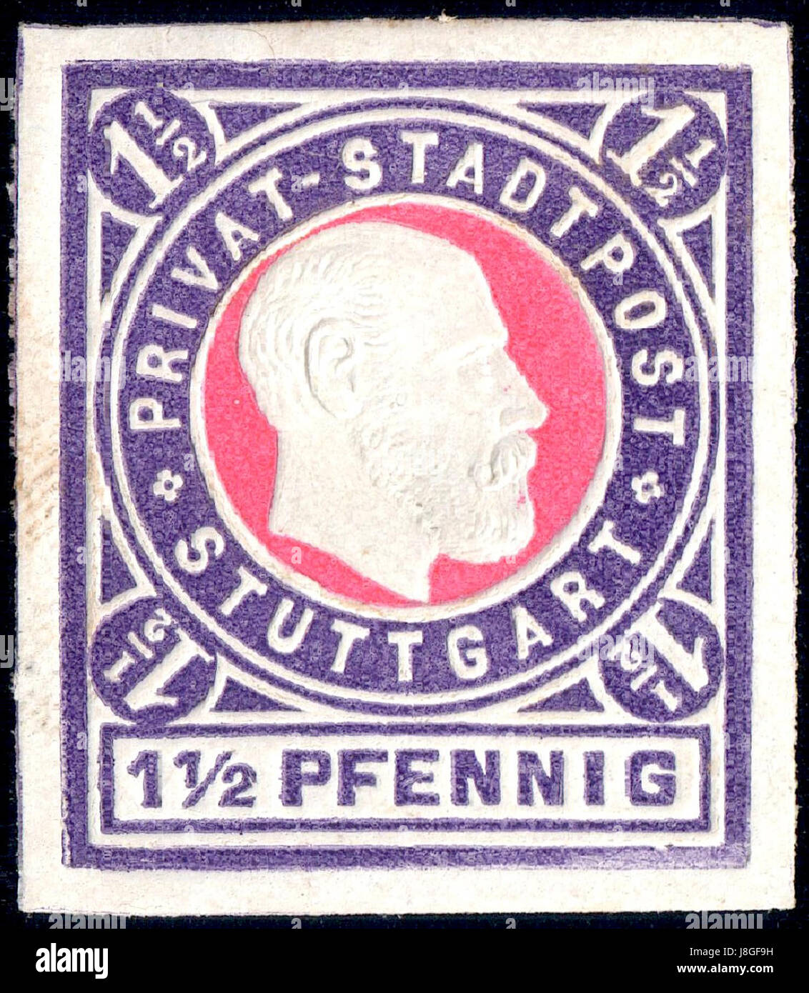 Germany Stuttgart 1889 local stamp 1.5pf special issue Stock Photo - Alamy