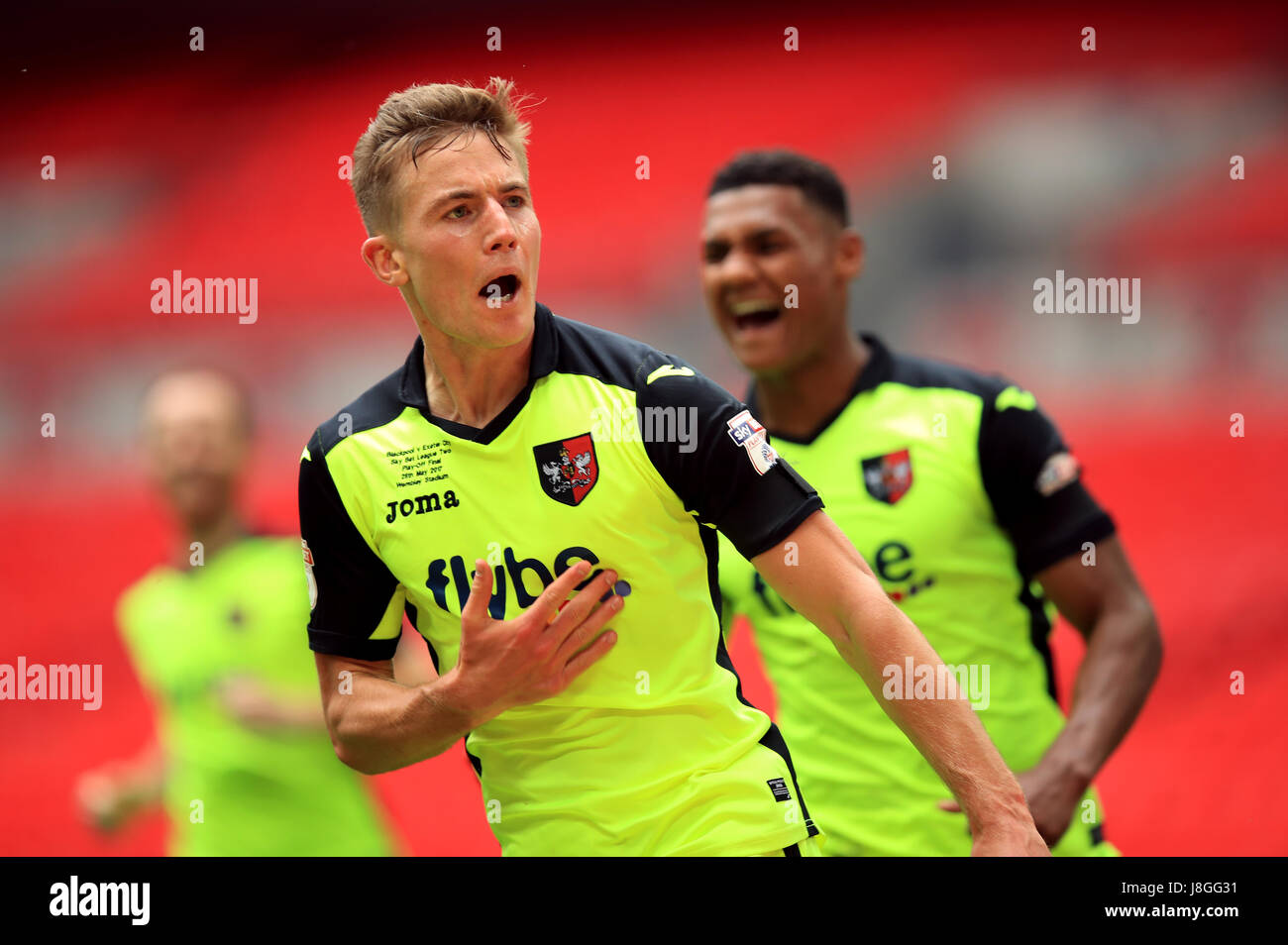 Exeter citys david wheeler celebrates scoring hi-res stock photography ...