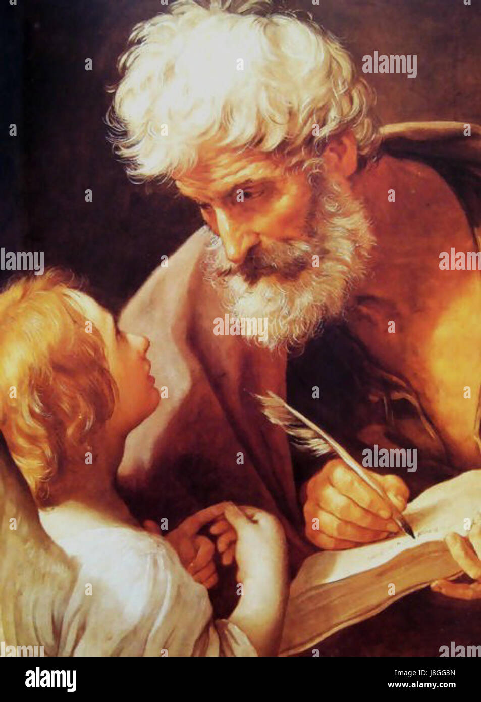 This artwork features the Evangelist St. Matthew, depicted with an ...