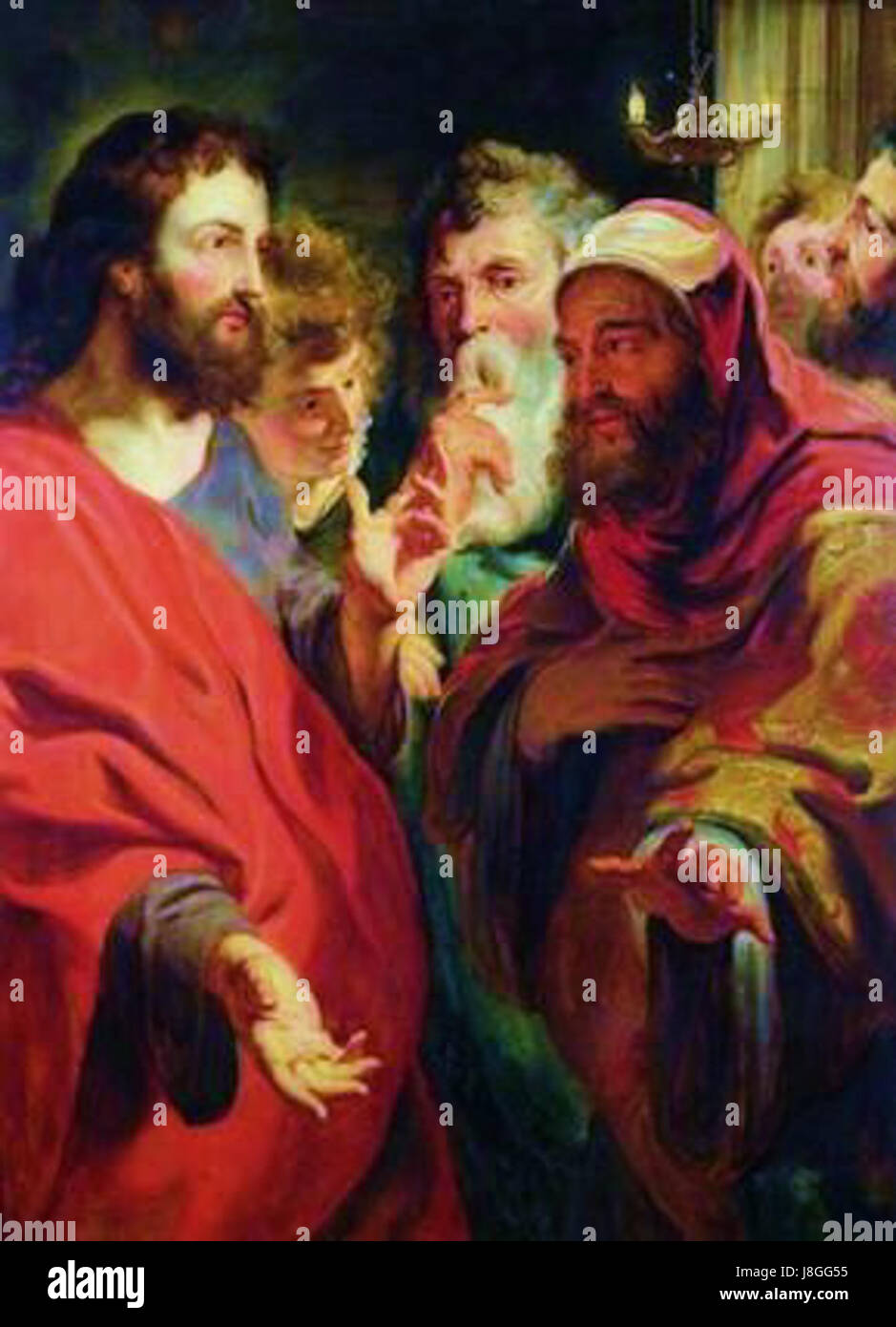 The artwork Jesus Instructing Nicodemus depicts the biblical scene of ...
