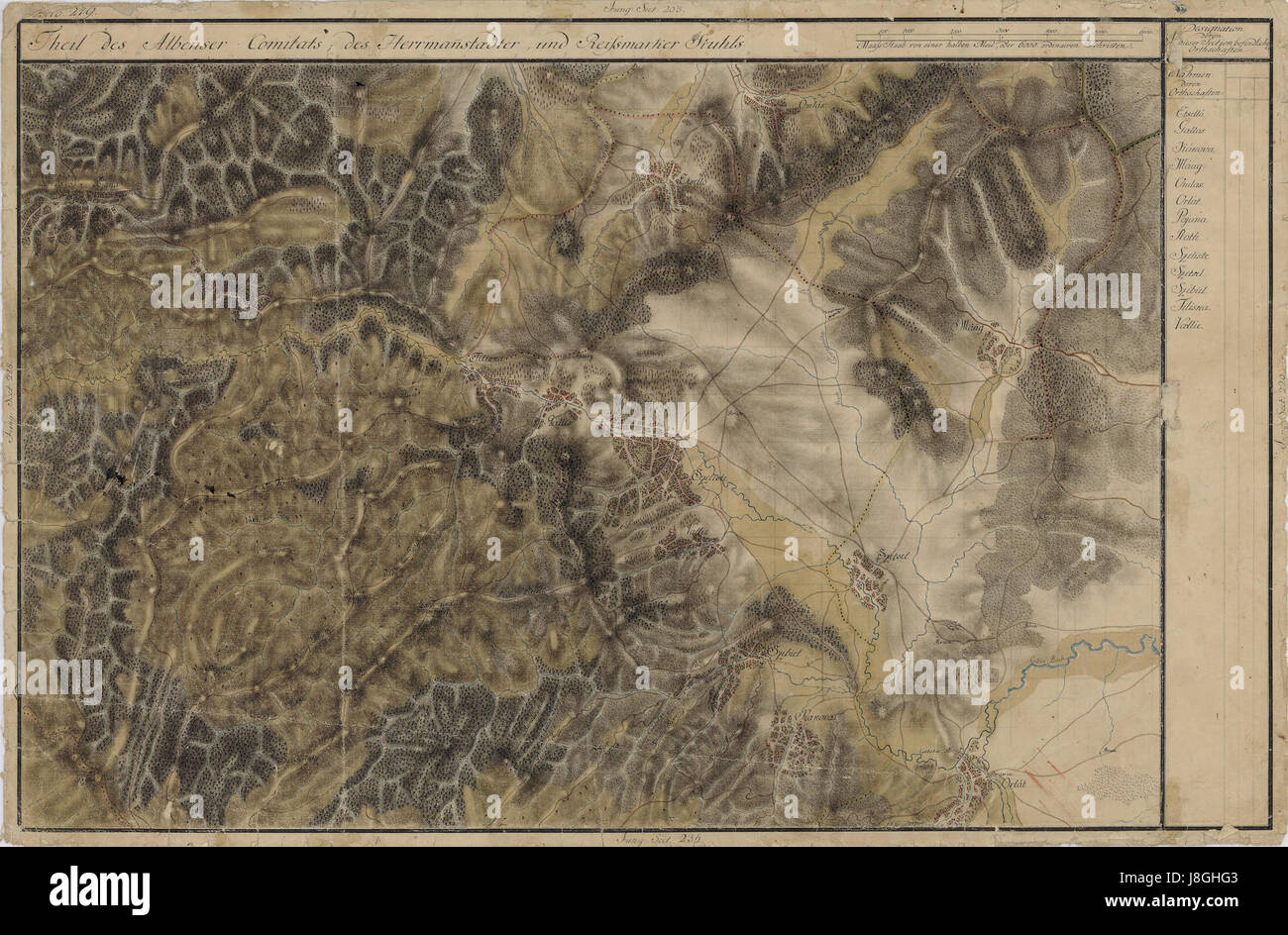 This historical map page, part of the Josephinian land survey, shows ...