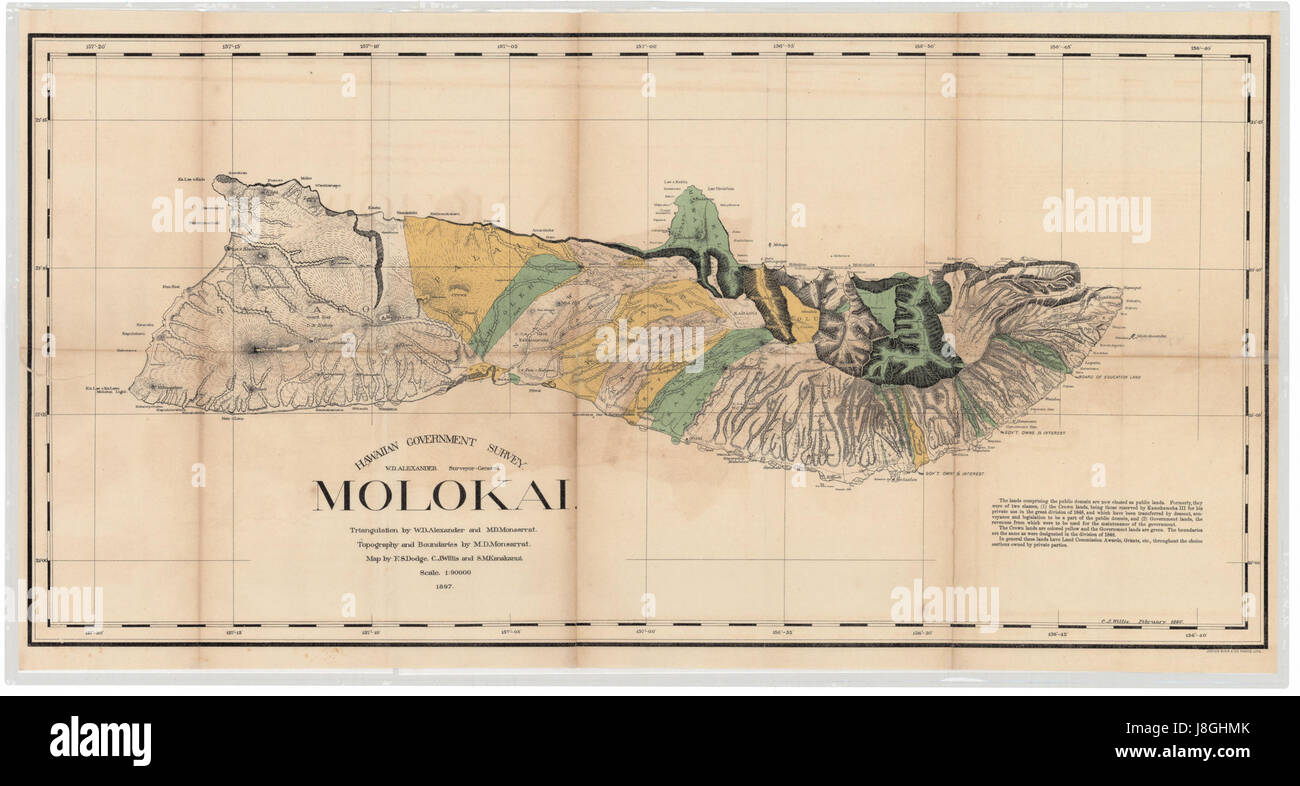 This 1897 map of Molokai from the Hawaii Land Office provides detailed ...