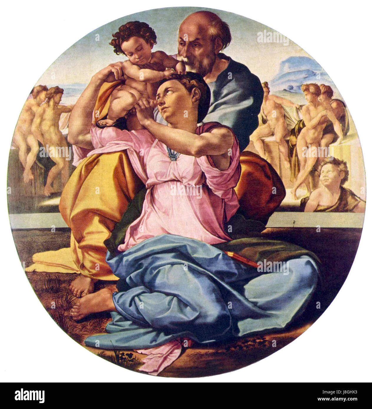 Michelangeloâ€™s 'Tondo Doni,' a famous marble sculpture depicting the ...