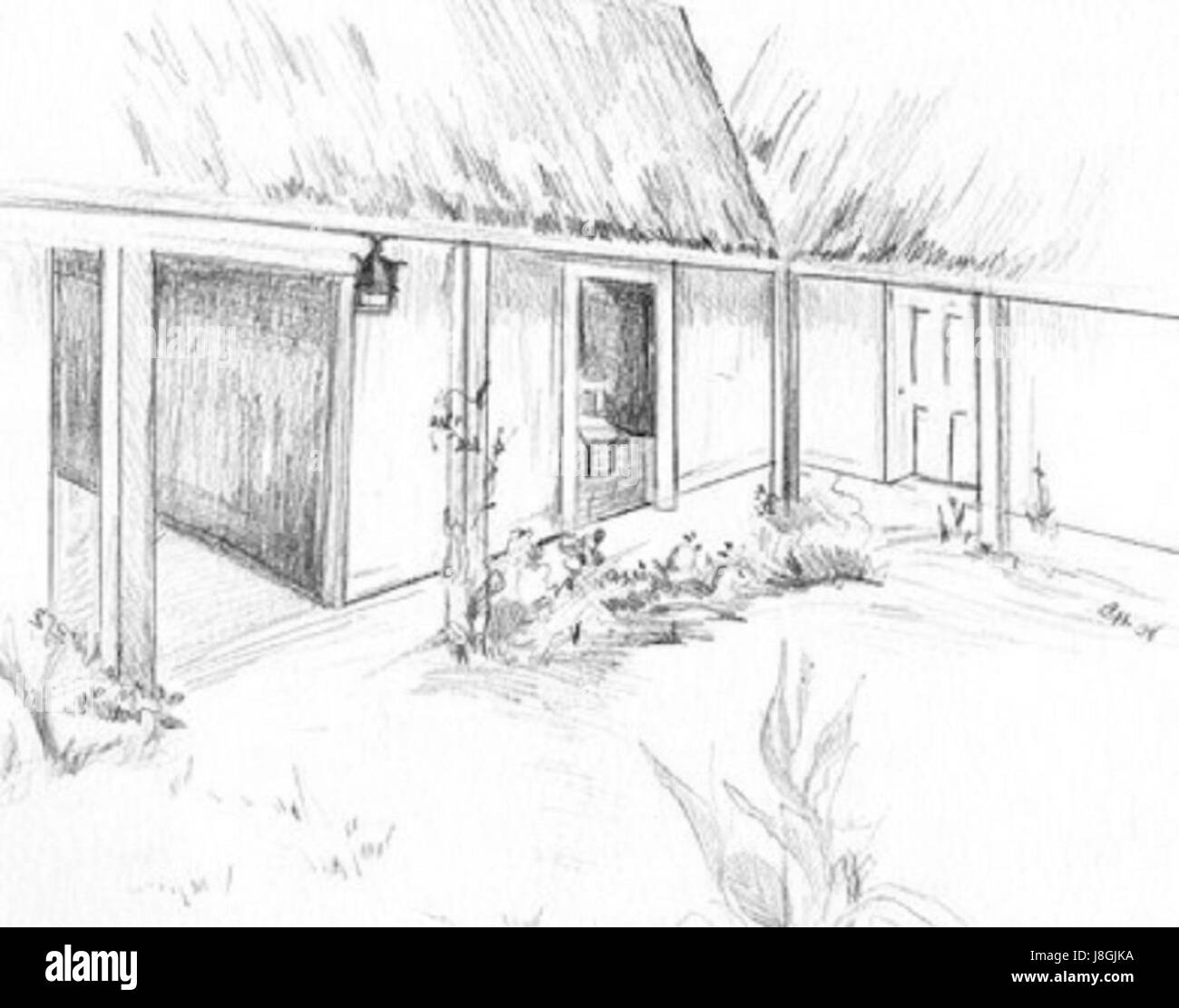 Drawing of Royal School courtyard Stock Photo - Alamy