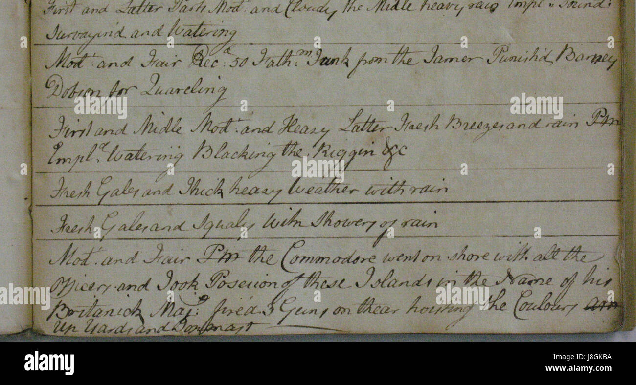 The HMS Dolphin log book is a historical maritime document detailing ...