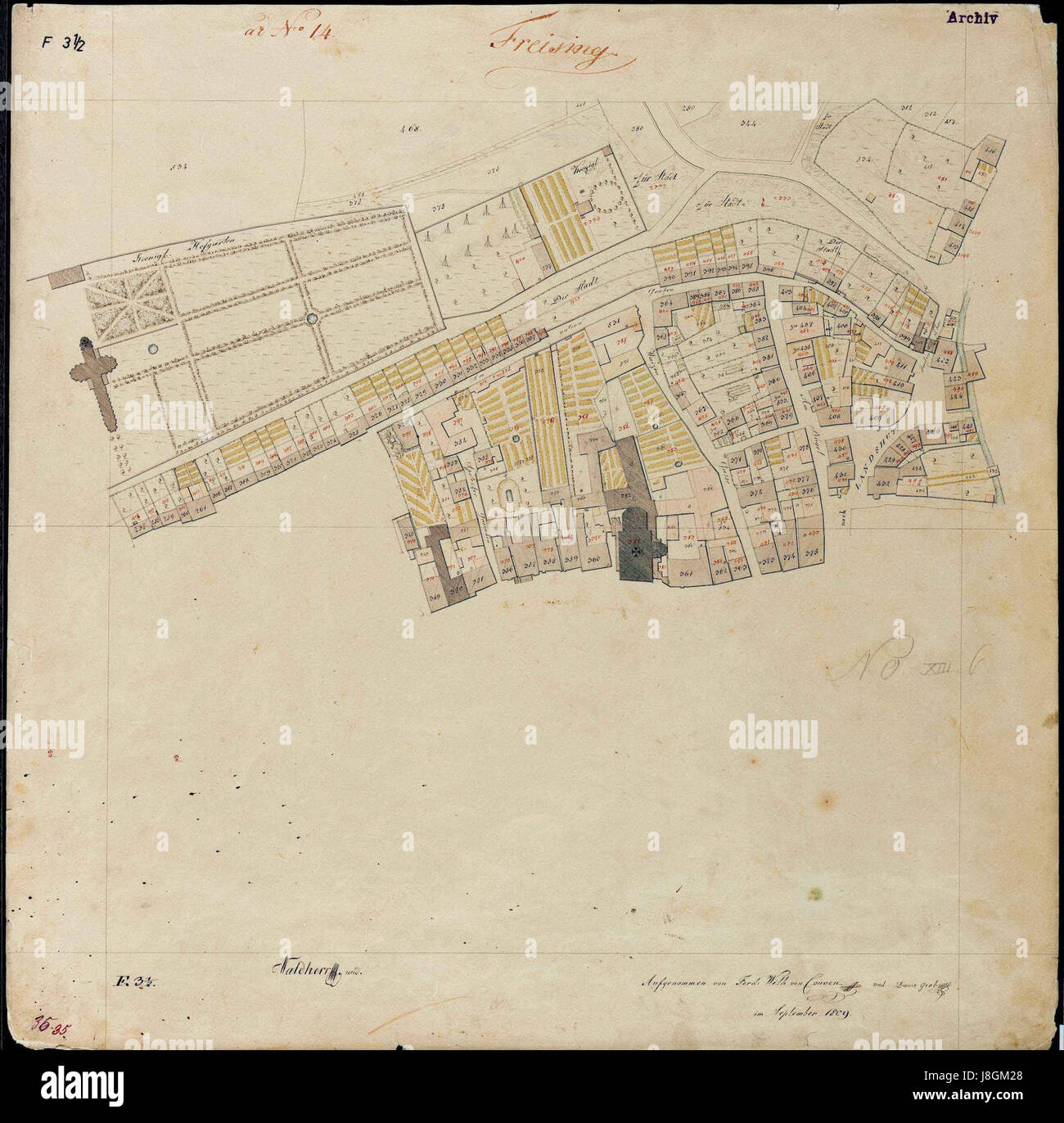 This historical map depicts the northeastern region of Freising ...