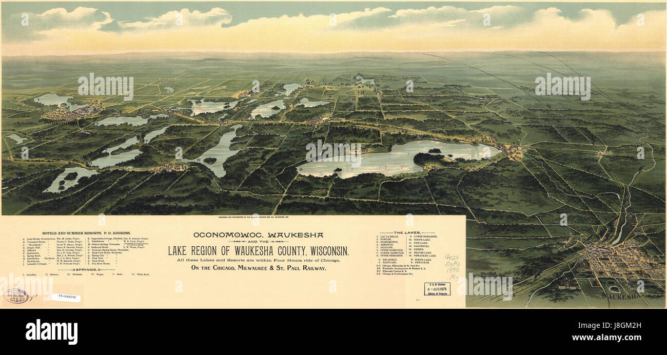 Marr and Richards map of Waukesha 1890 001 Stock Photo - Alamy