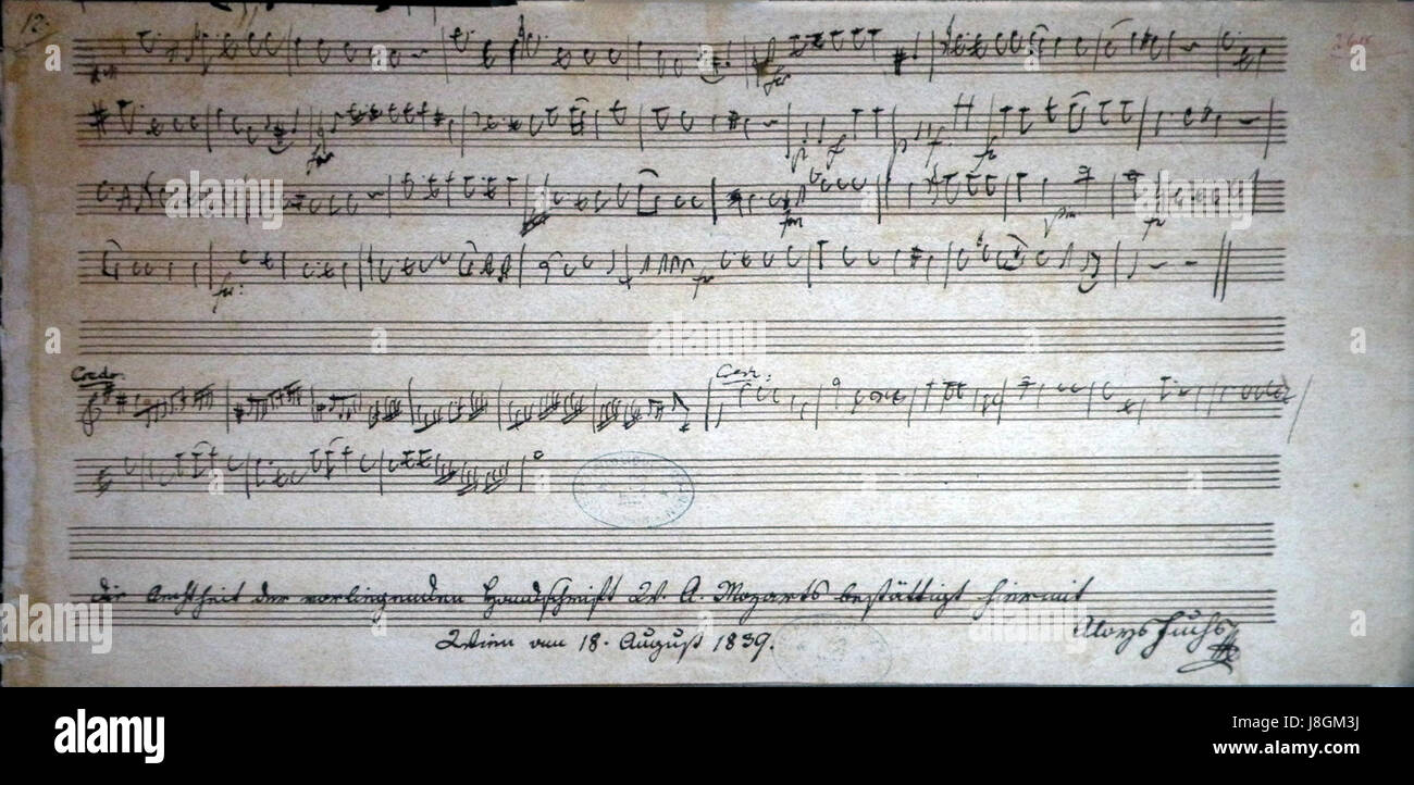 An unpublished sheet of music by Wolfgang Amadeus Mozart, discovered in ...