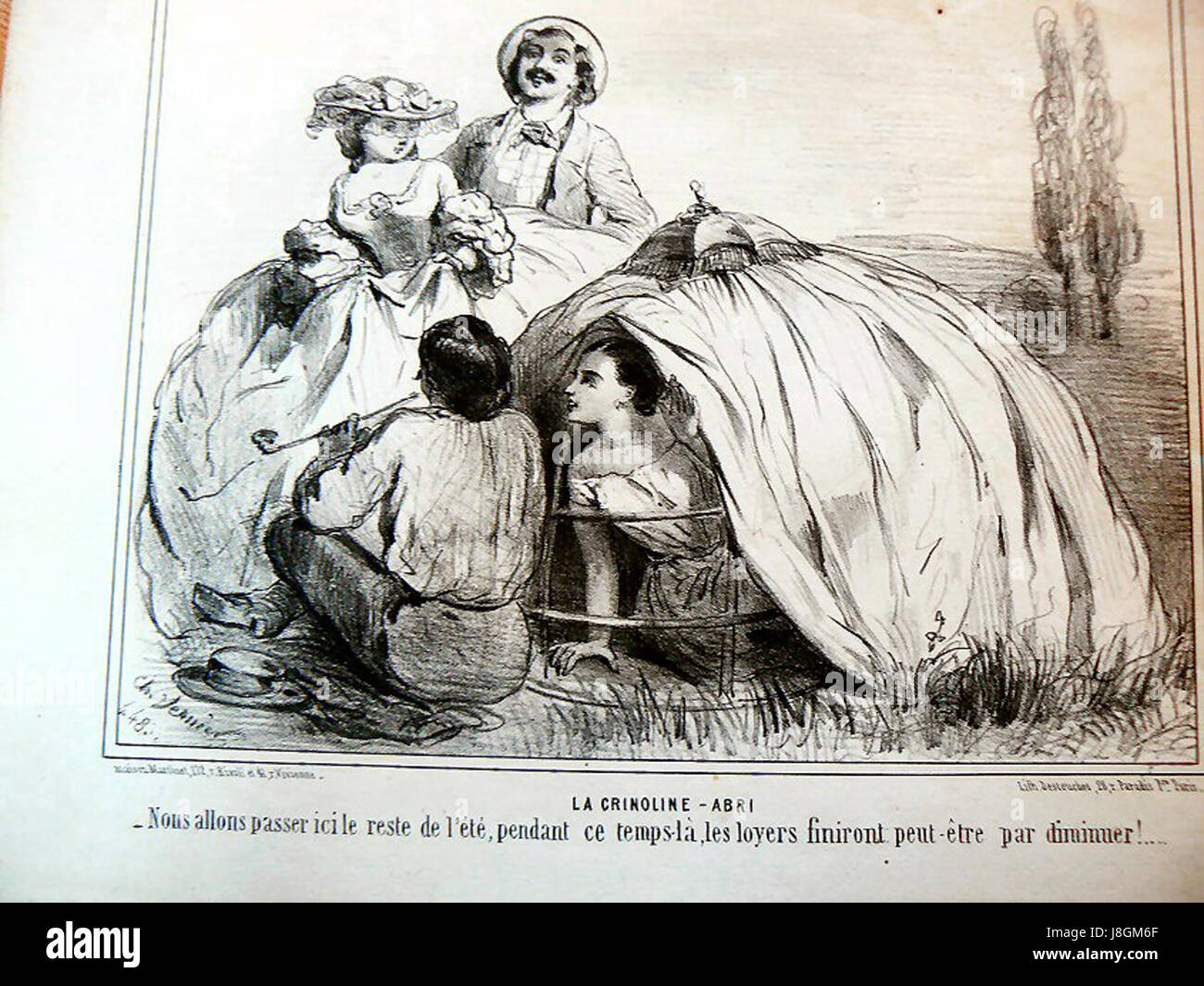 'La crinolomanie abri' refers to the fashion phenomenon of crinolines ...