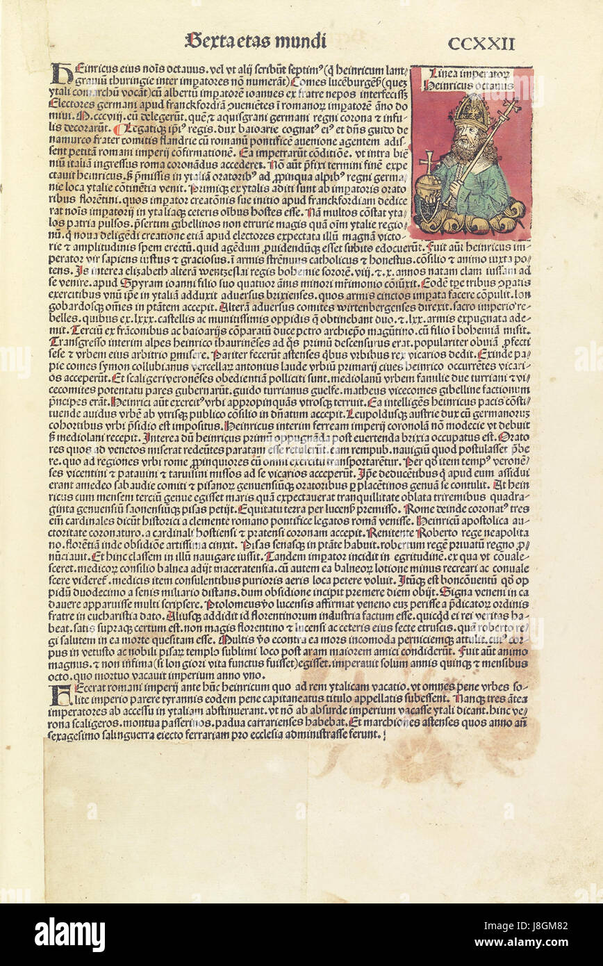 An illuminated manuscript page from the 'Liber Chronicarum,' a major ...