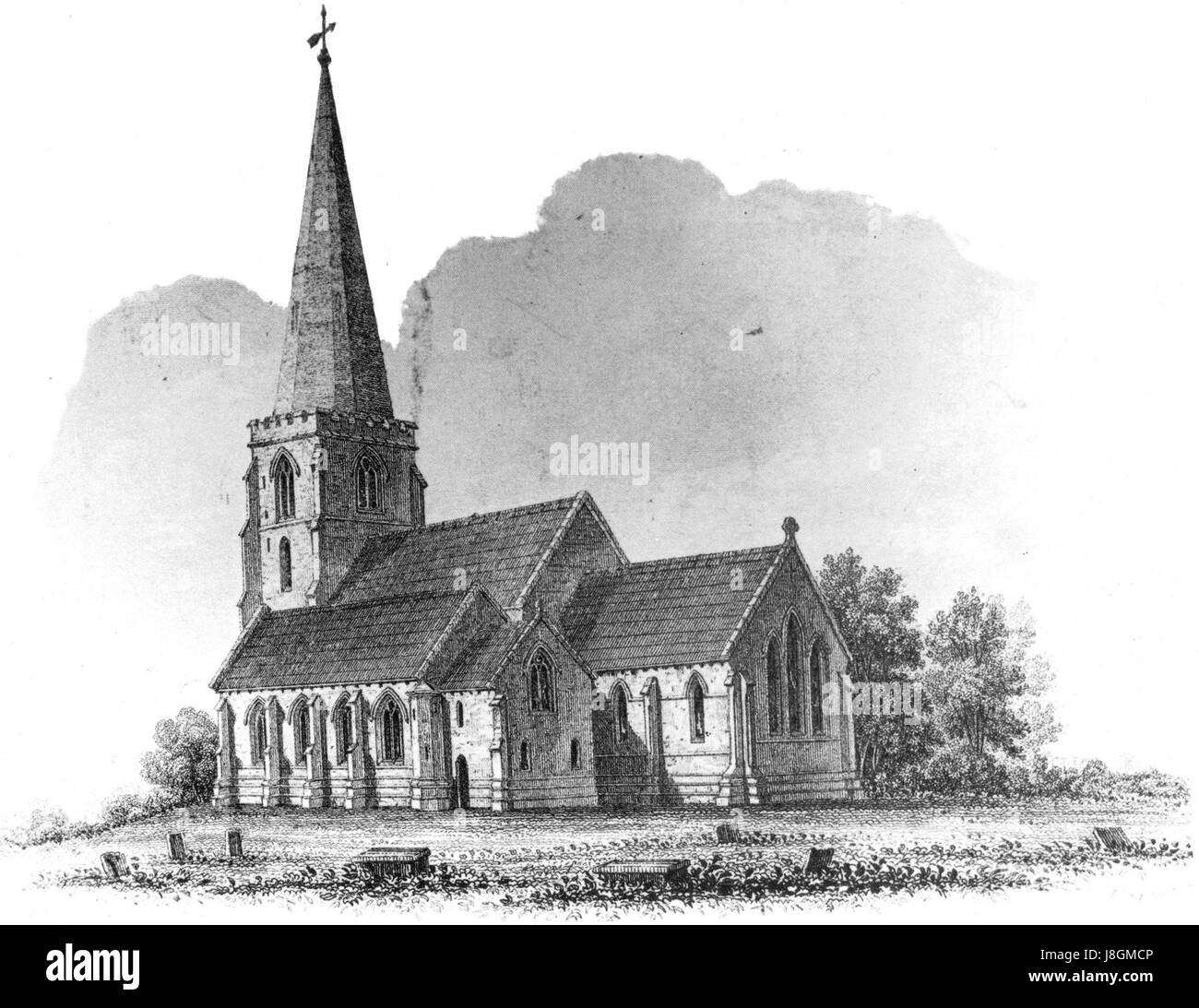 This 1845 depiction of St. Michael's Church shows the church's ...