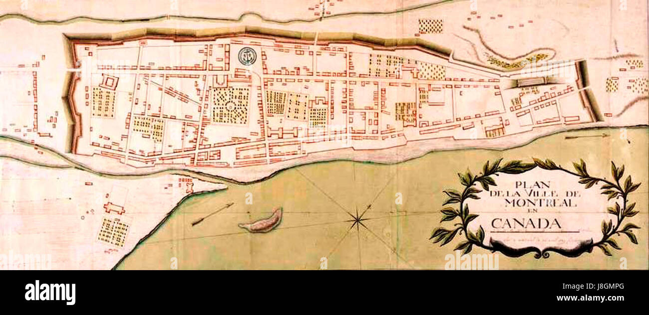 Map of Montreal 1749 Stock Photo - Alamy