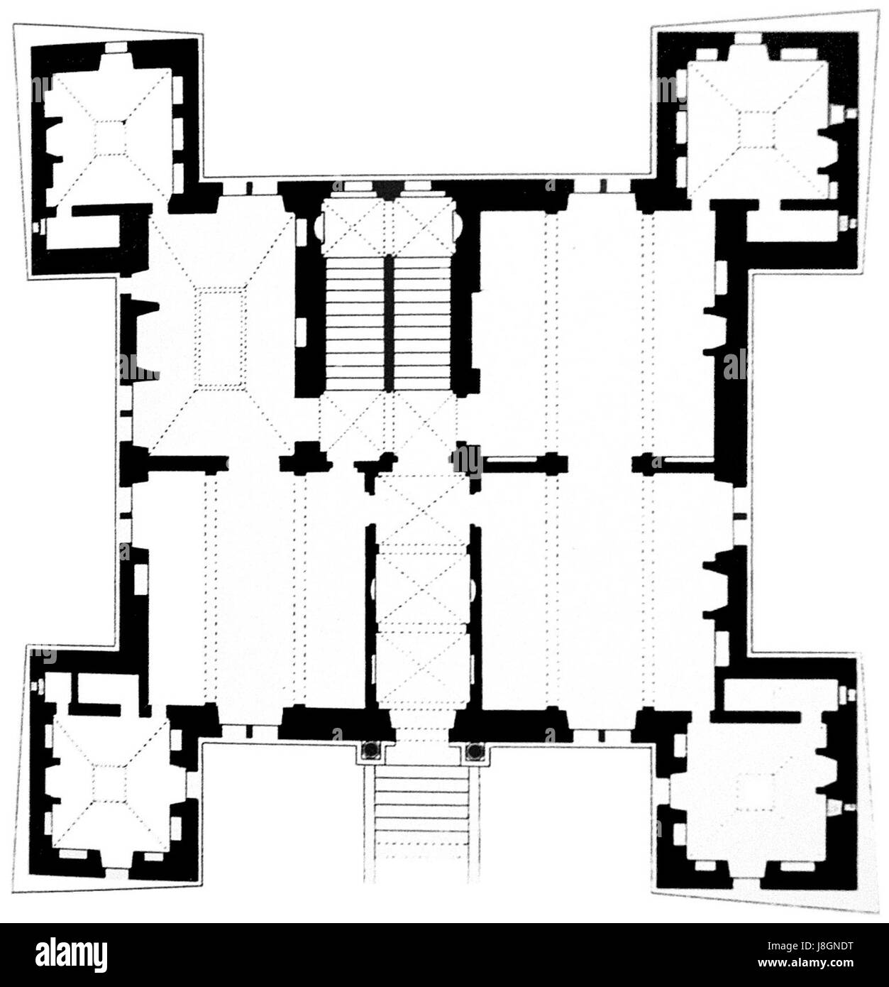 The floor plan of Schloss Bailleul shows the layout of this historic ...