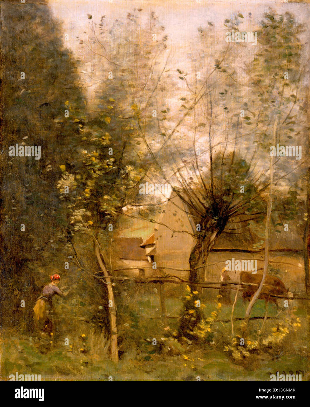 'Farm Scene' by Jean Baptiste Camille Corot, displayed at the High ...