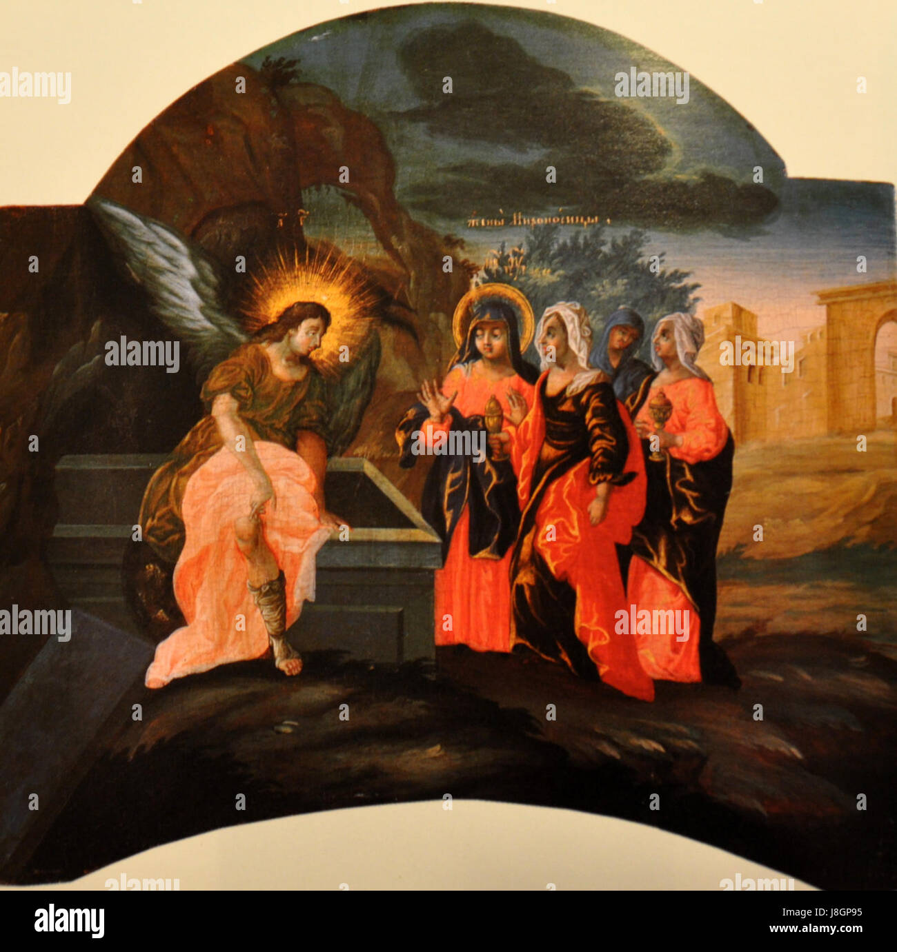 This artwork depicts the holy wives from Dimitry Prilutsky Church ...