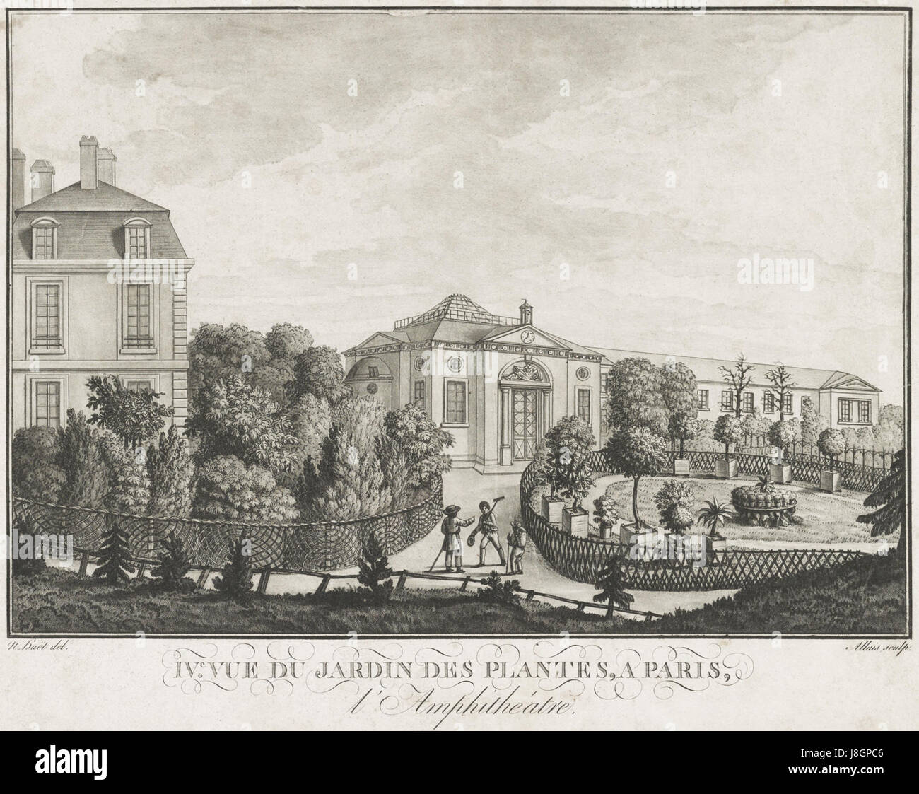 This is a depiction of the Jardin des Plantes, a historic botanical ...