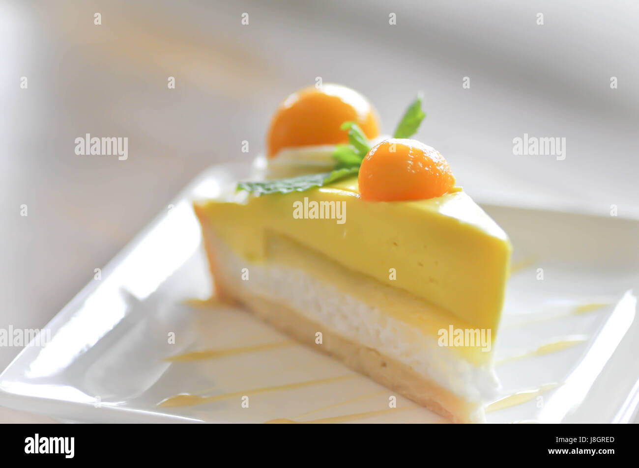 fruit tart or fruit cake ,mango cake (mango sticky rice cake Stock ...