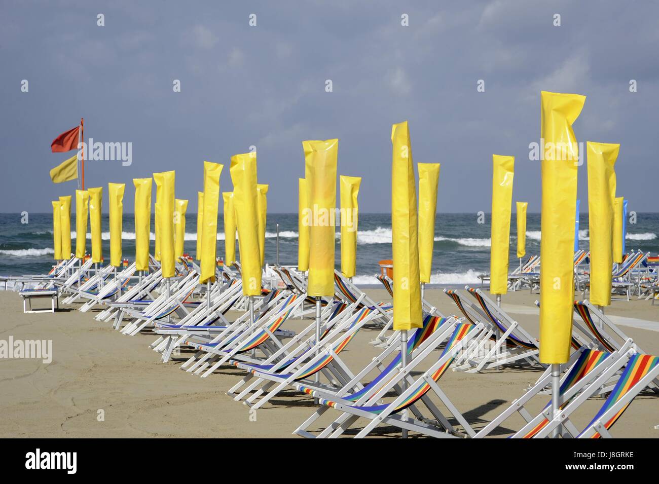 The beach of Viareggio, renowned seaside resort of Versilia, north ...