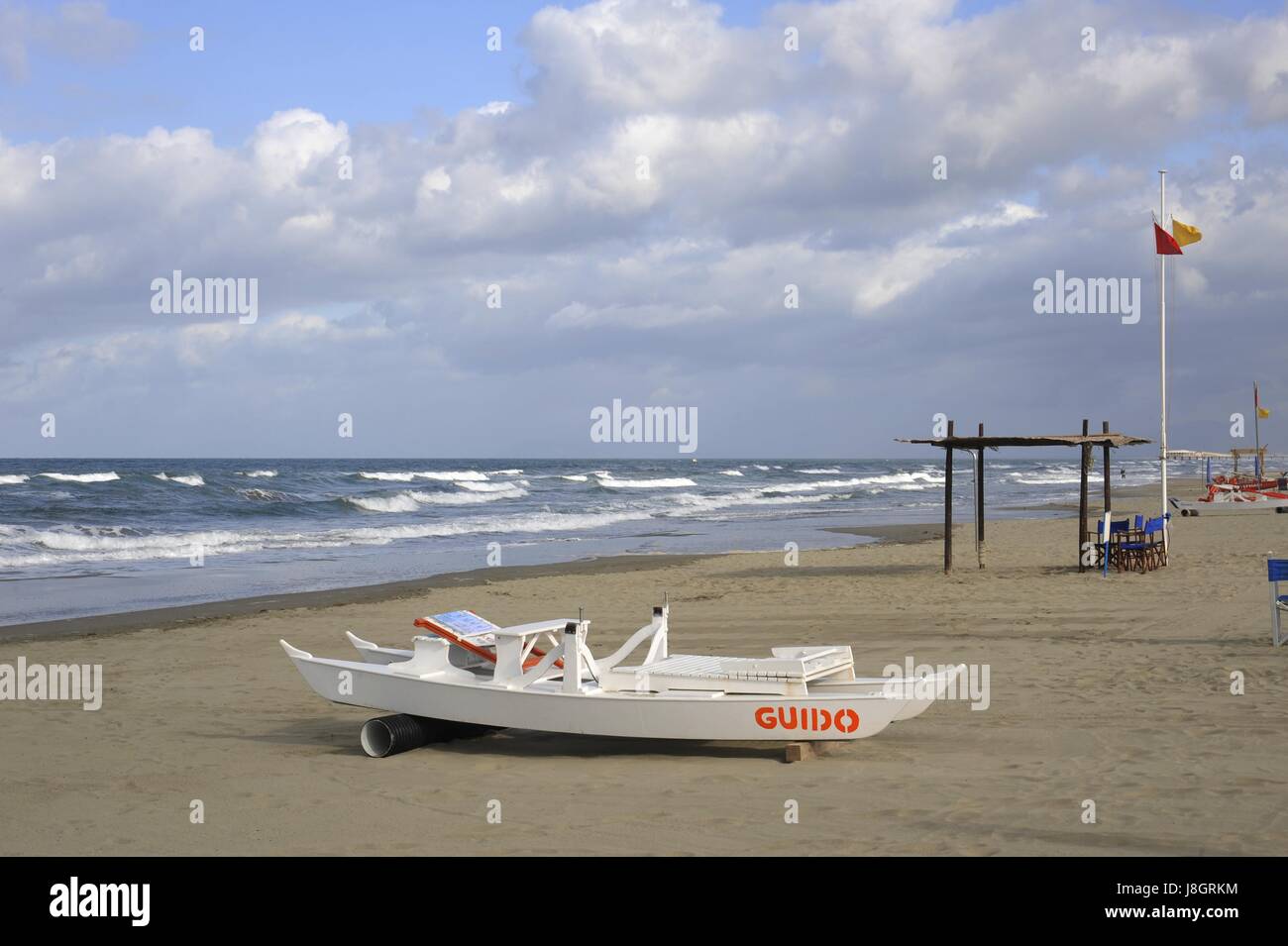 The beach of Viareggio, renowned seaside resort of Versilia, north ...