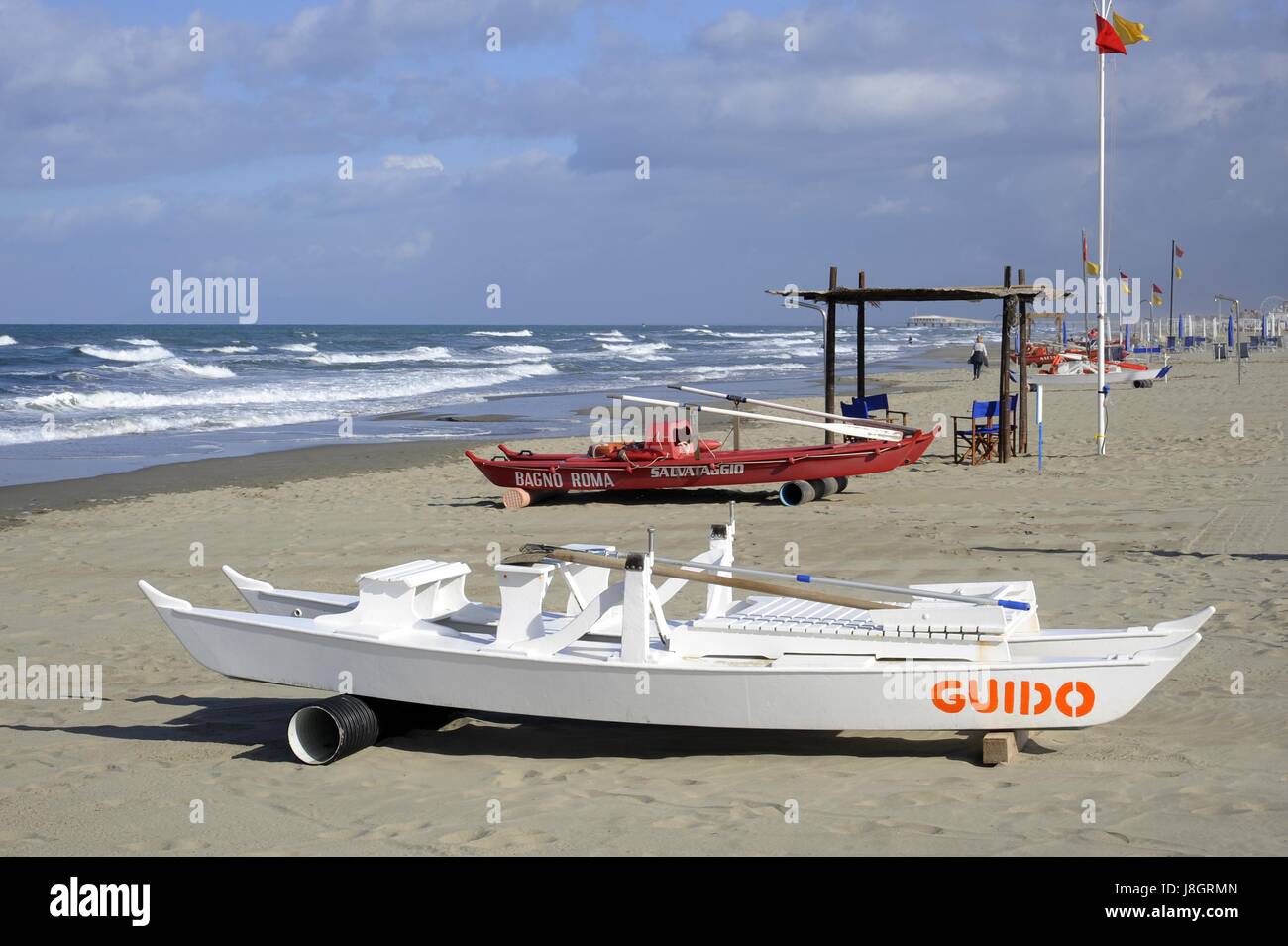 The beach of Viareggio, renowned seaside resort of Versilia, north ...