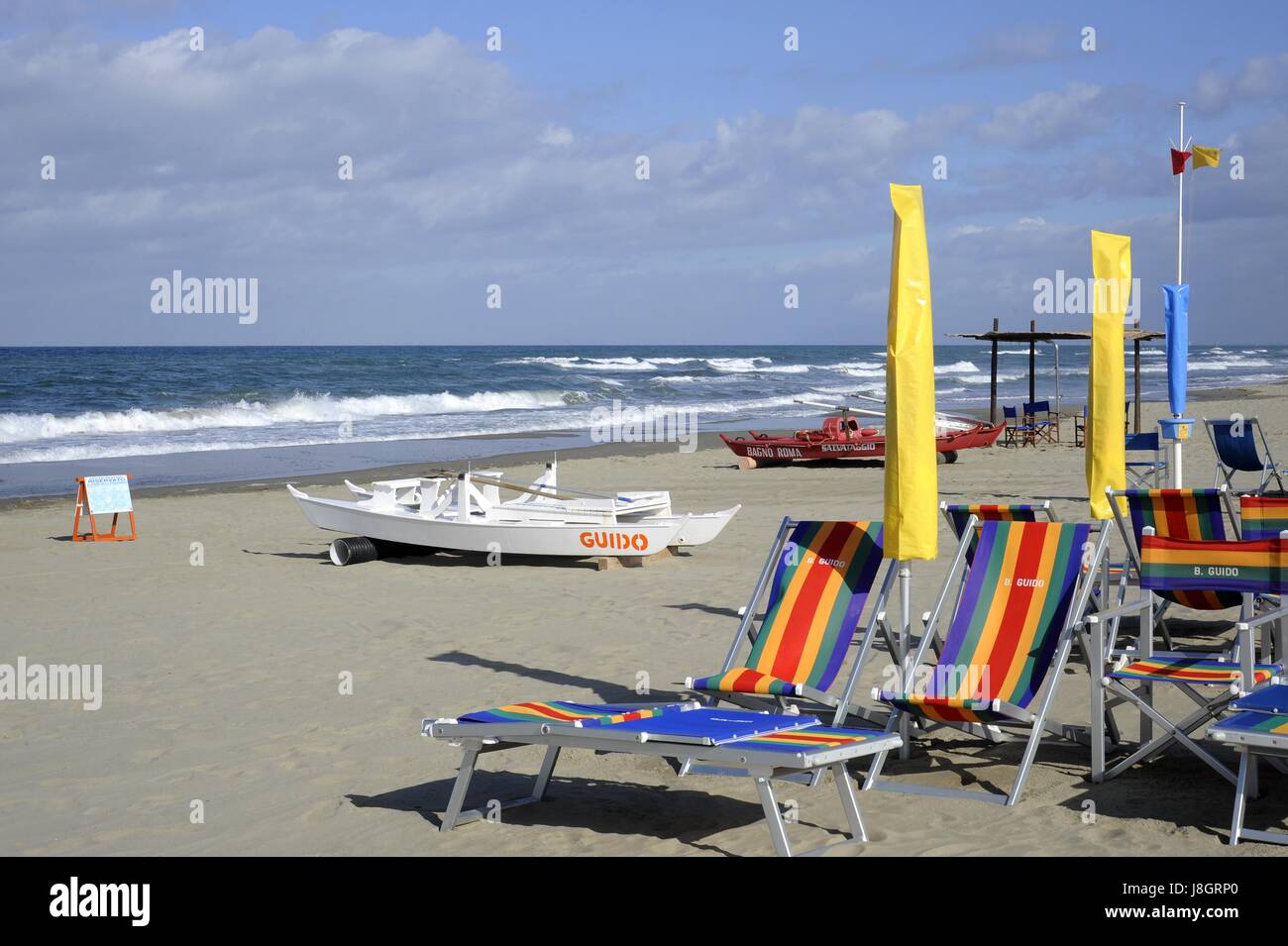 The beach of Viareggio, renowned seaside resort of Versilia, north ...