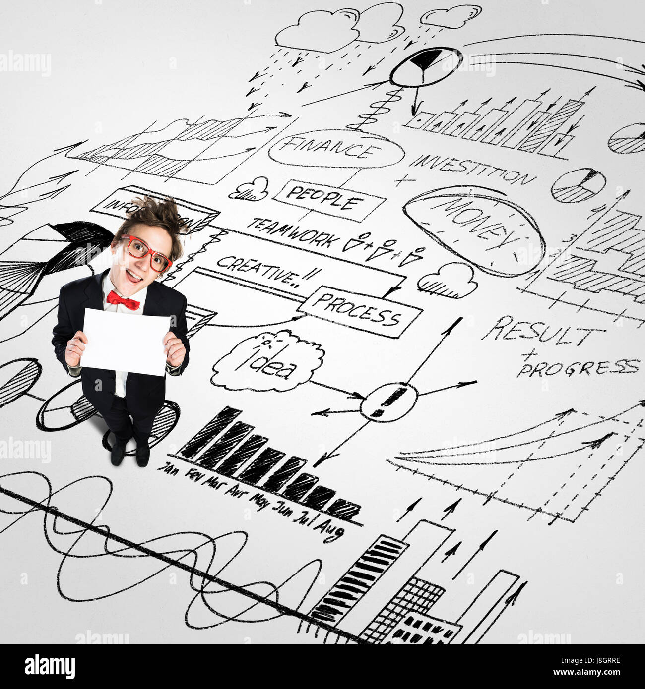 Comic man with banner Stock Photo - Alamy