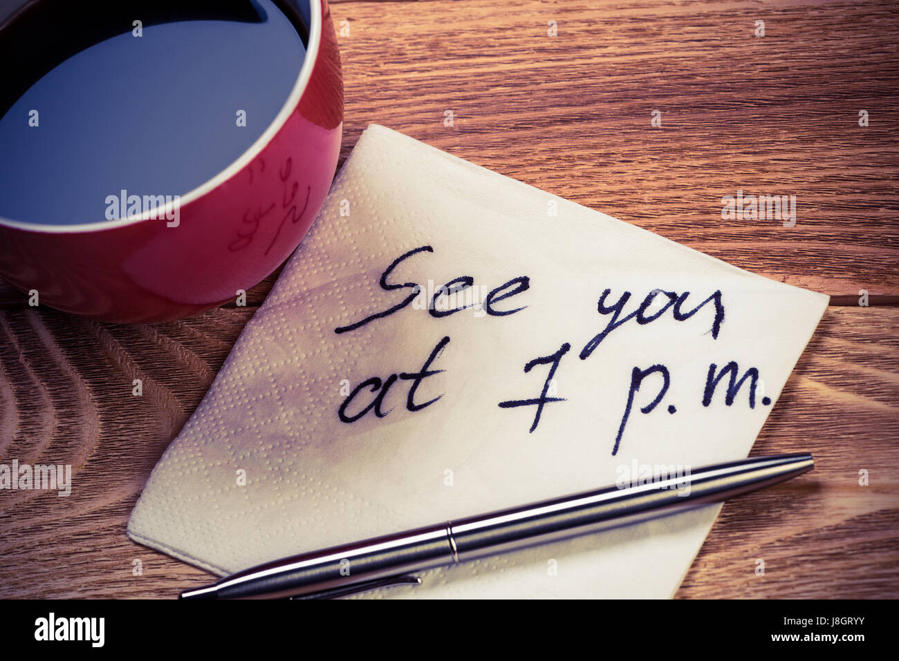 Romantic message written on napkin Stock Photo - Alamy