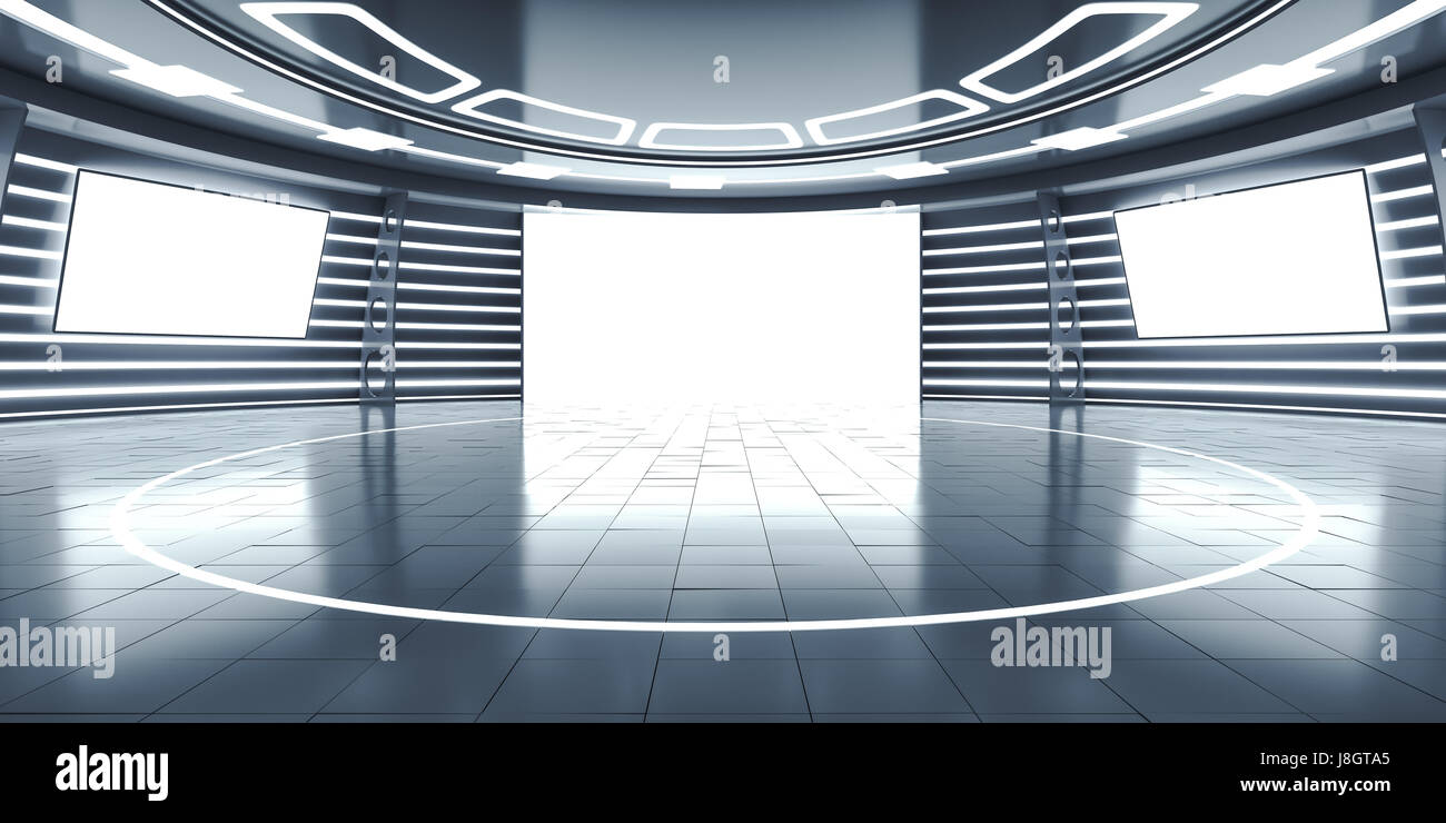 Abstract futuristic interior with glowing panels Stock Photo - Alamy