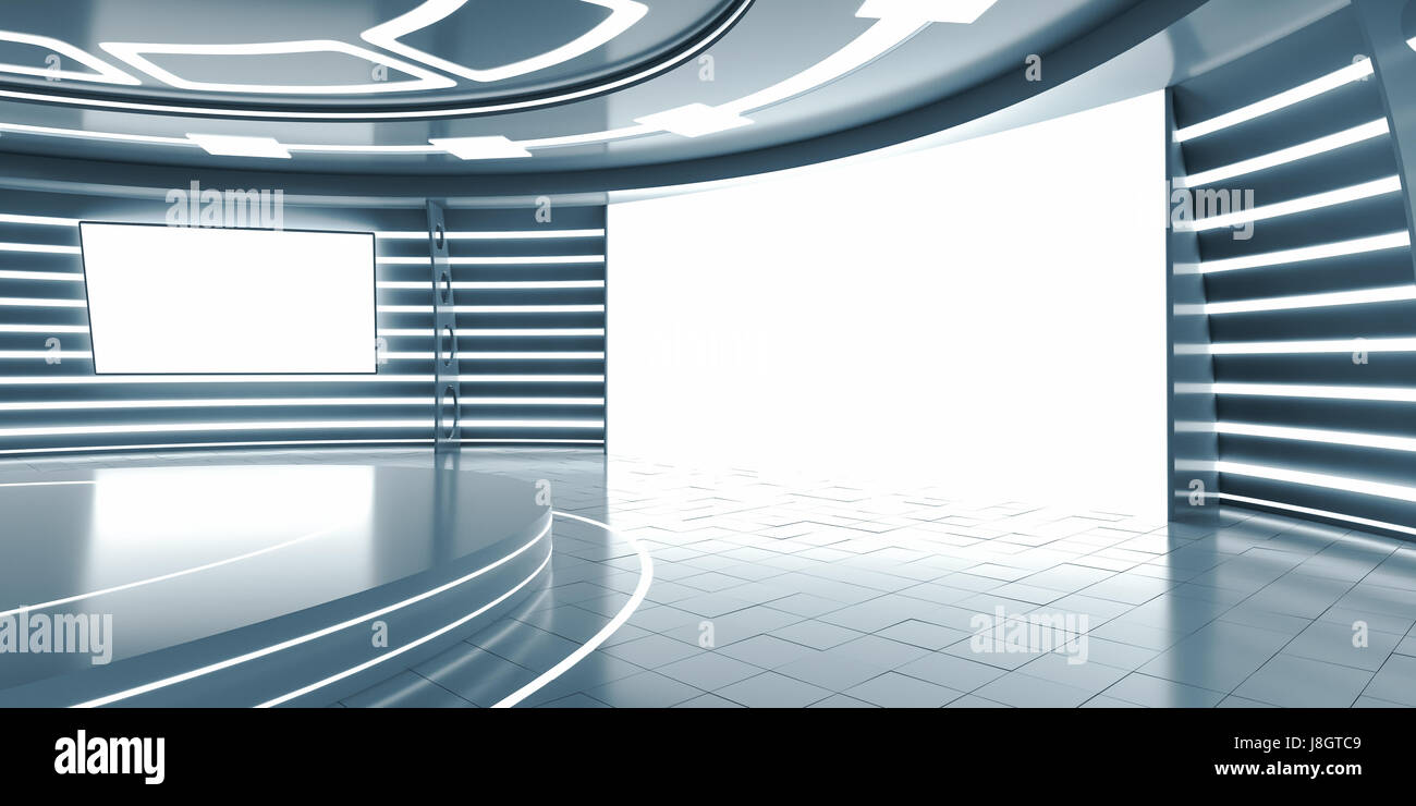 Abstract futuristic interior with glowing panels Stock Photo - Alamy