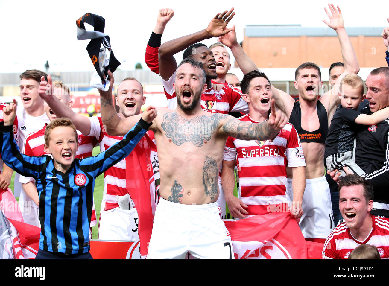 Hamilton's Dougie Imrie (centre) and team-mates celebrate winning ...