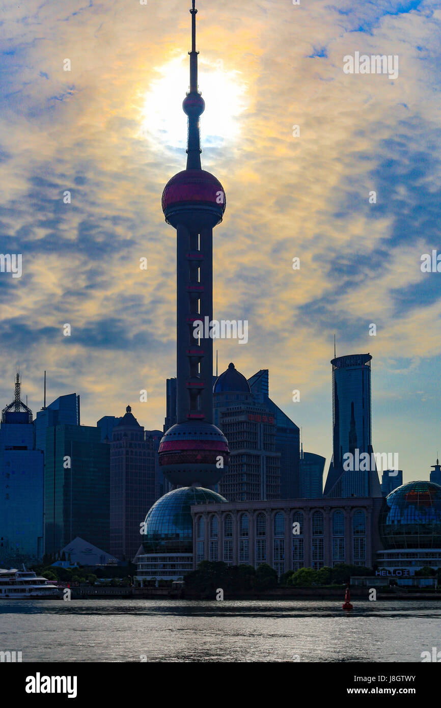 Shanghai skyline with oriental pearl tower shanghai tower at sunrise hi ...