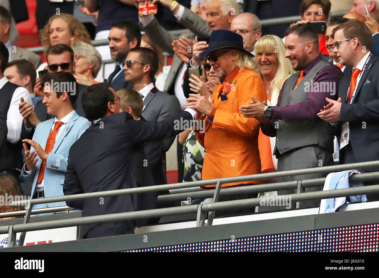 Blackpool manager Gary Bowyer (left) with Blackpool owner Owen Oyston ...