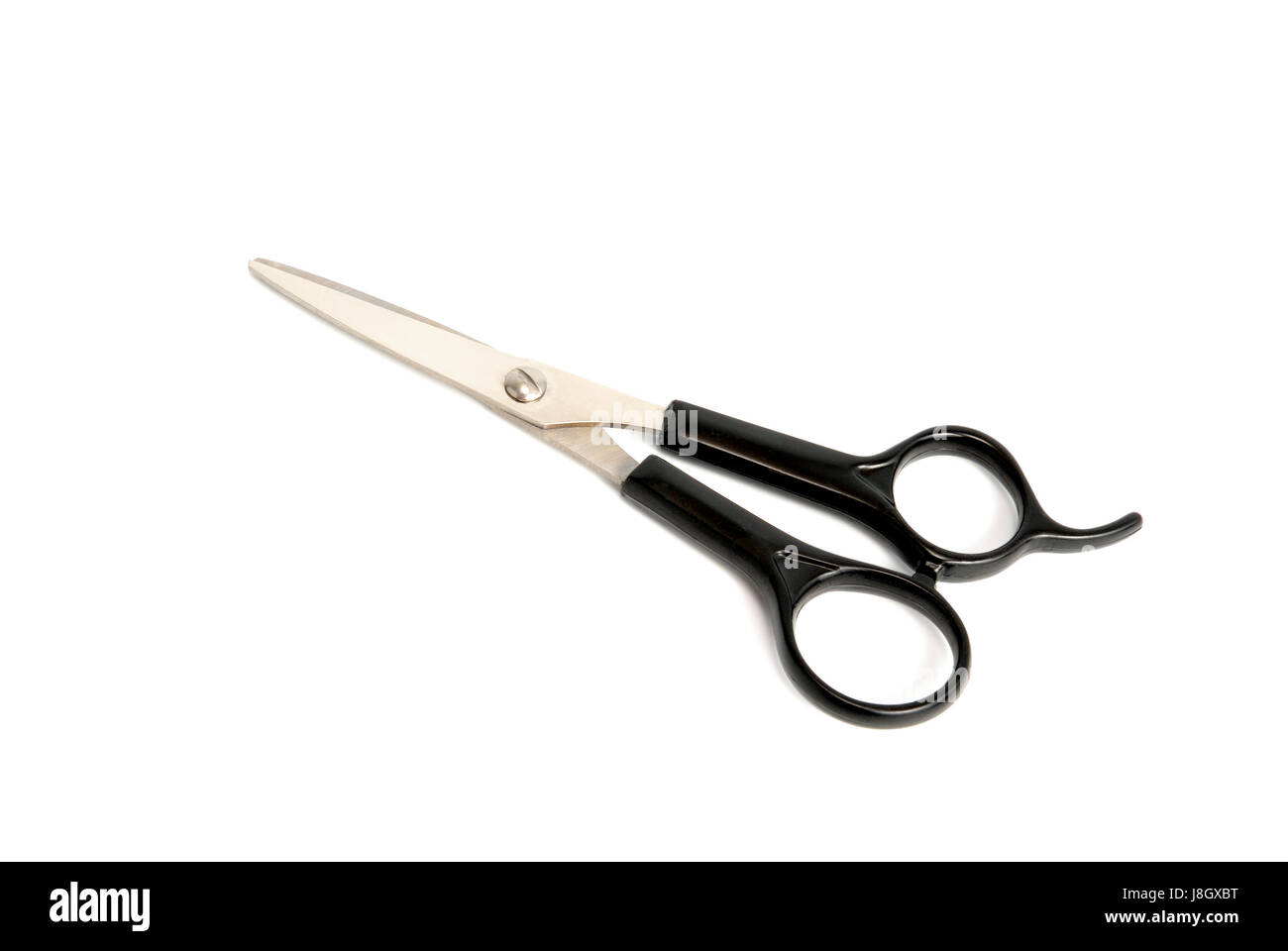 Scissors with black handles on a white background Stock Photo - Alamy