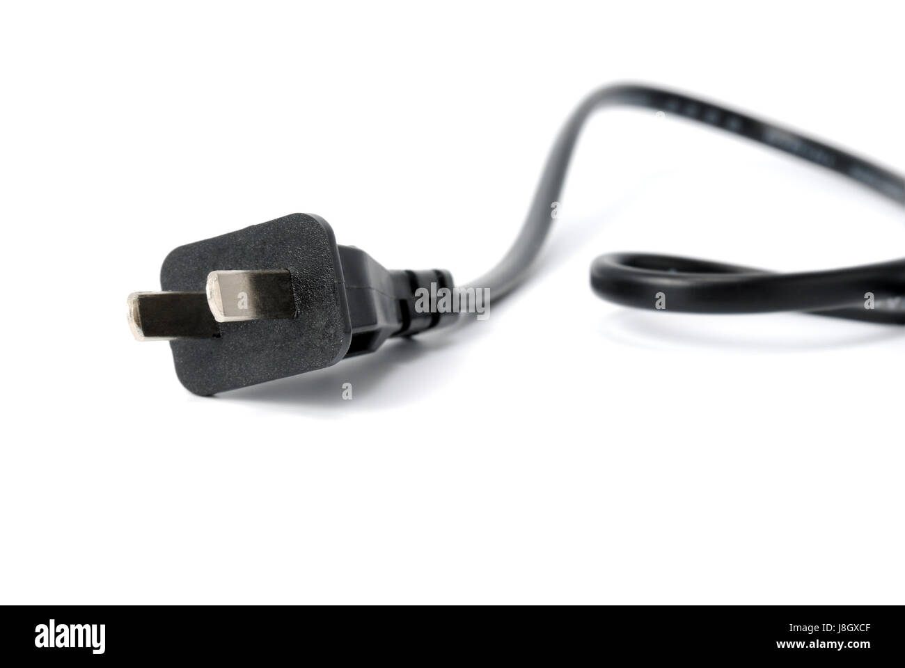 Black electrical plug and electrical cord isolated on white background ...