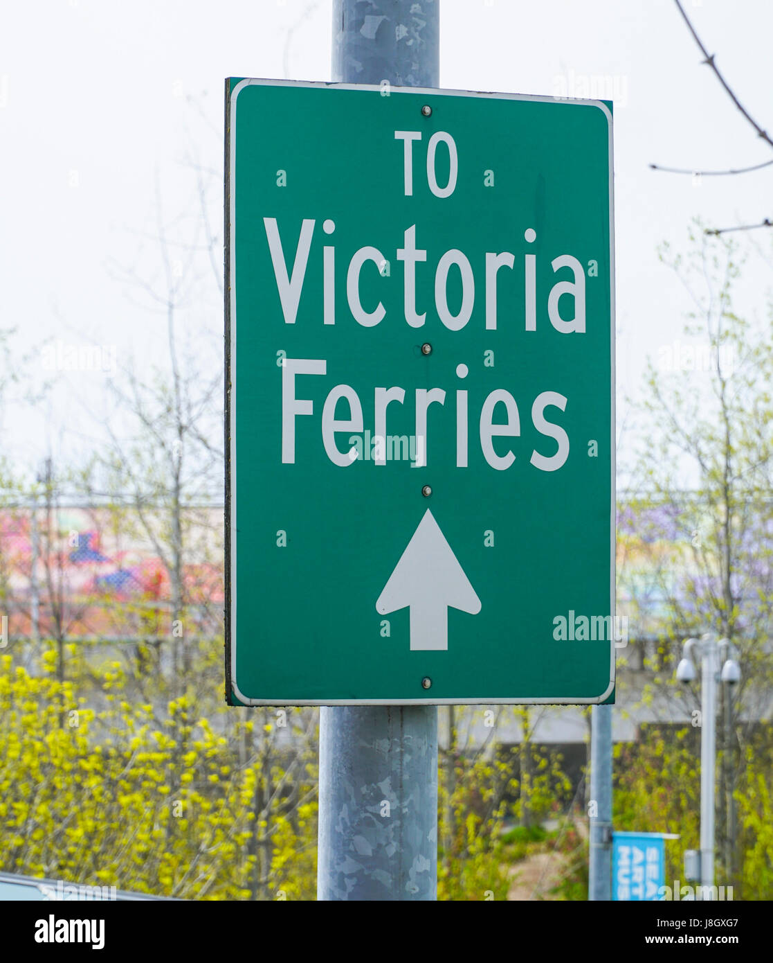 Direction sign to Victoria Ferries - SEATTLE / WASHINGTON - APRIL 11 ...