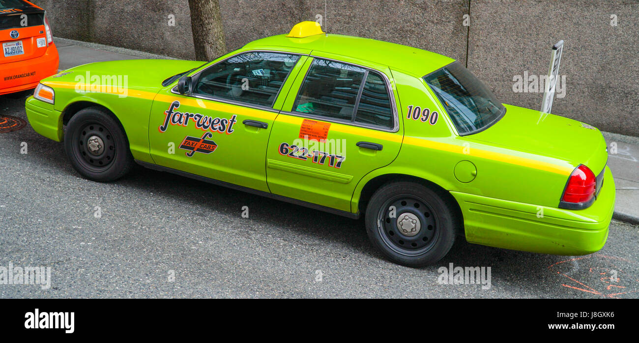 Green taxi cab in seattle hi-res stock photography and images - Alamy