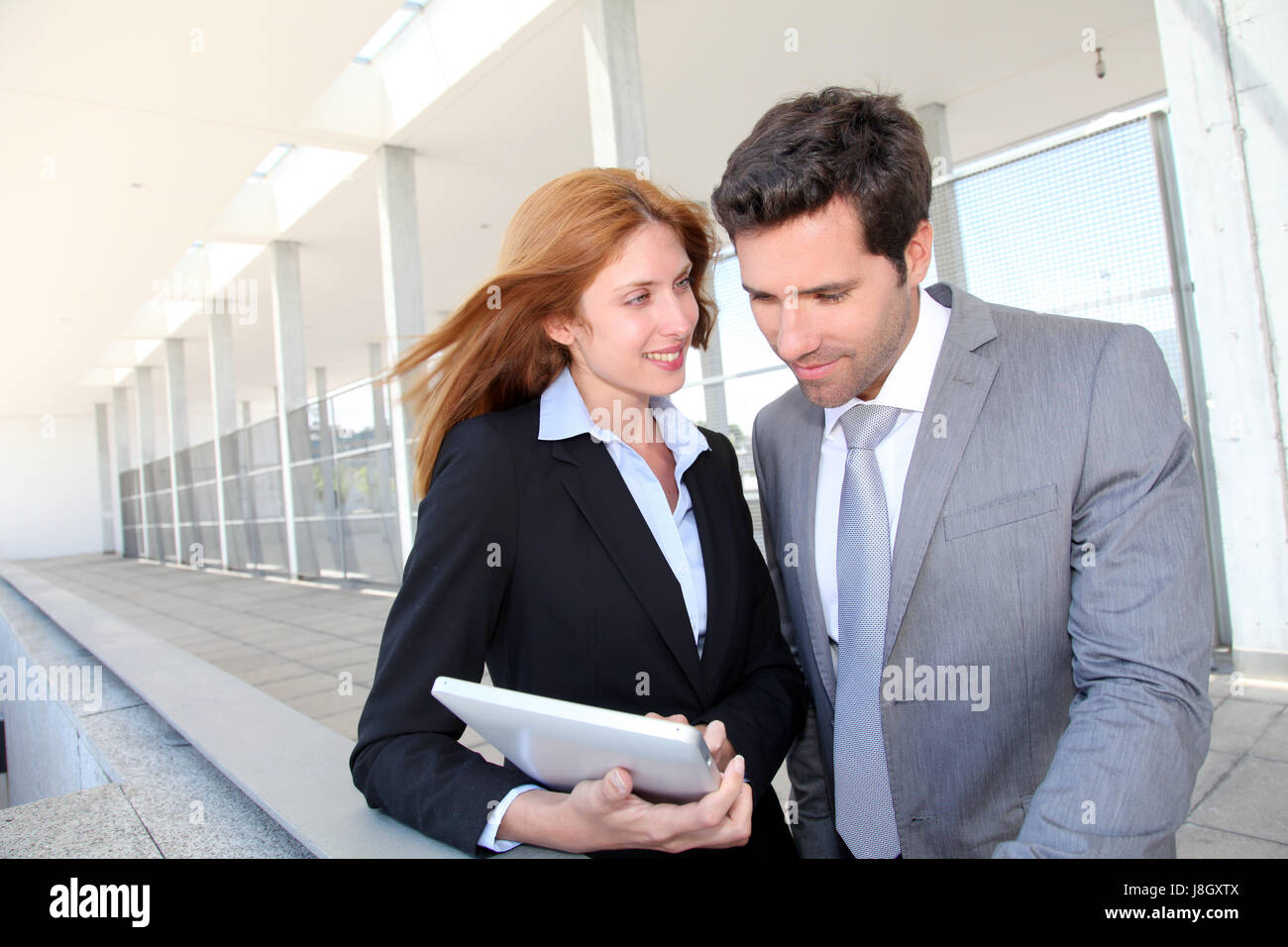 woman, electronics, communication, standing, collaboration, cooperation ...