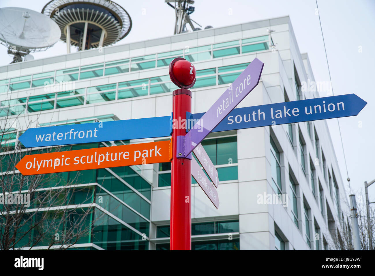 Direction signs in Seattle - SEATTLE / WASHINGTON - APRIL 11, 2017 ...
