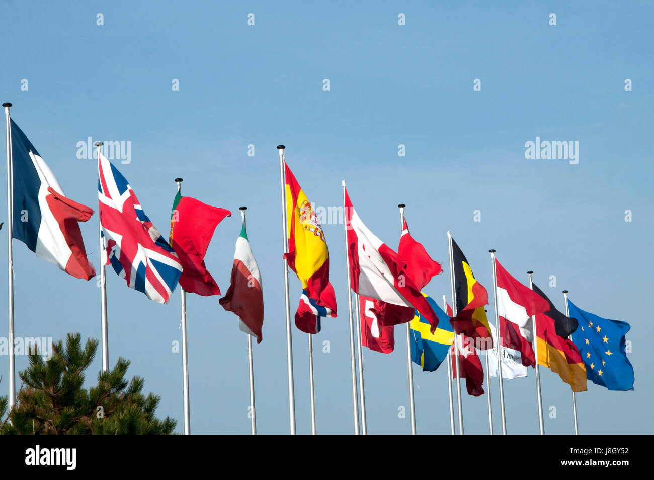 A row of flags from various European countries Stock Photo - Alamy