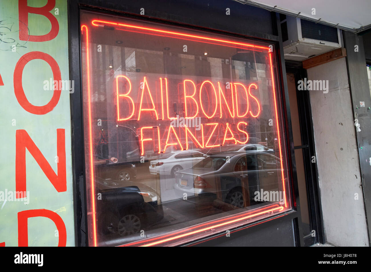 bilingual english spanish neon bailbonds fianzas sign near courthouse ...