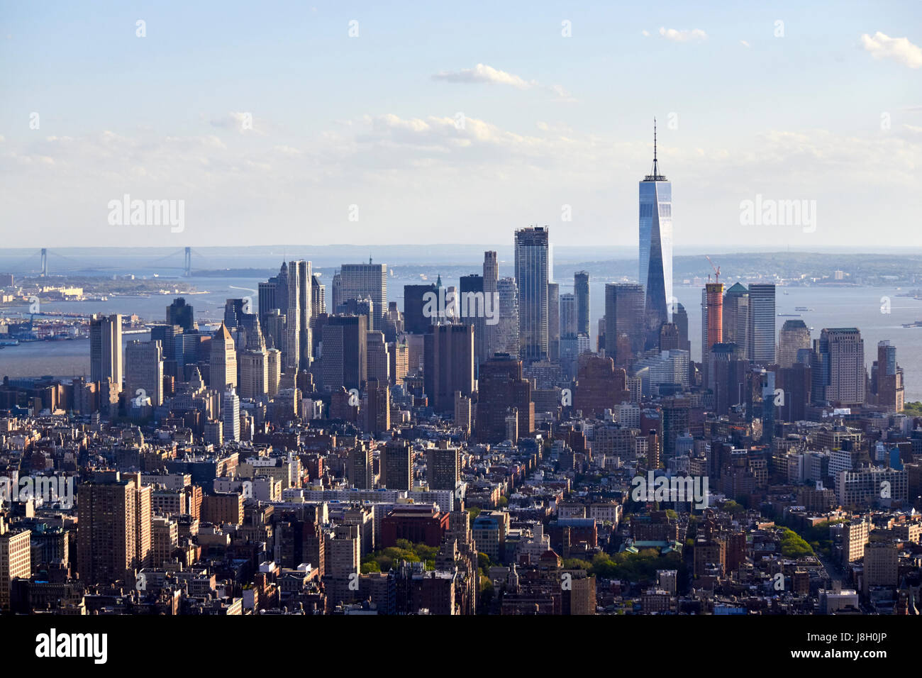 view of lower manhattan with one world trade center tower and financial ...
