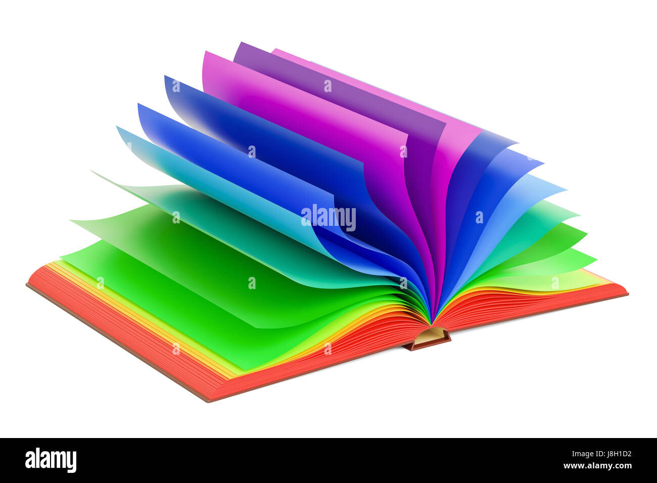 Multicolored opened book, 3D rendering isolated on white background ...