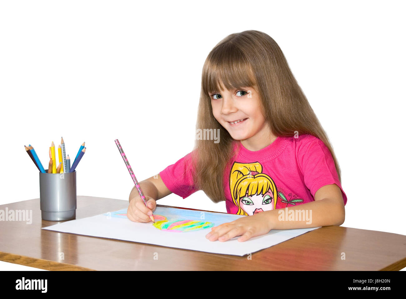 Young schoolgirl drawing table hi-res stock photography and images - Alamy