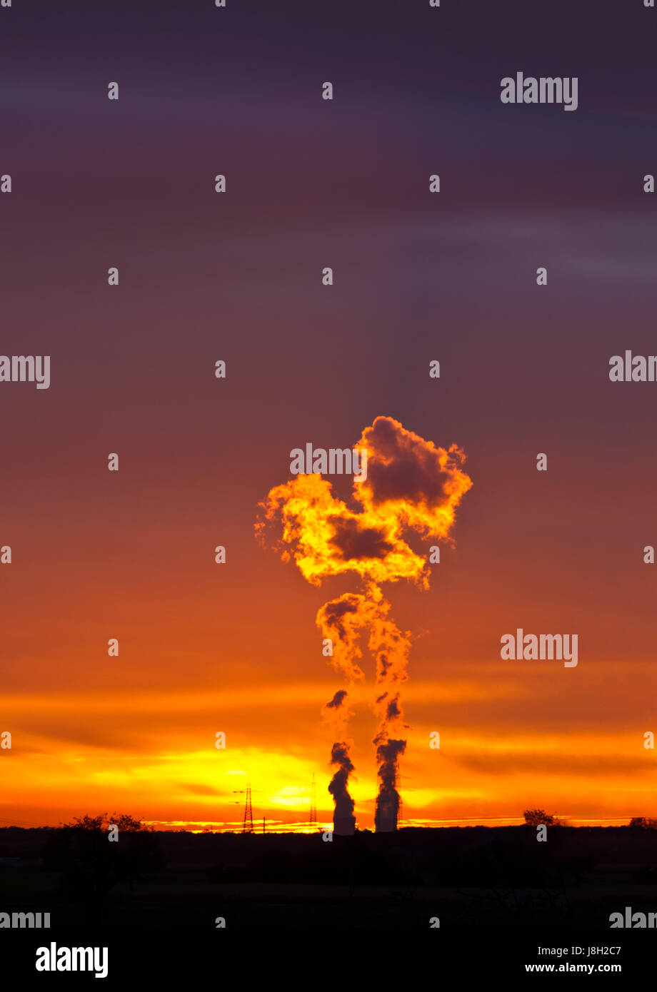 industrial, power station, sunset, energy, power, electricity, electric ...