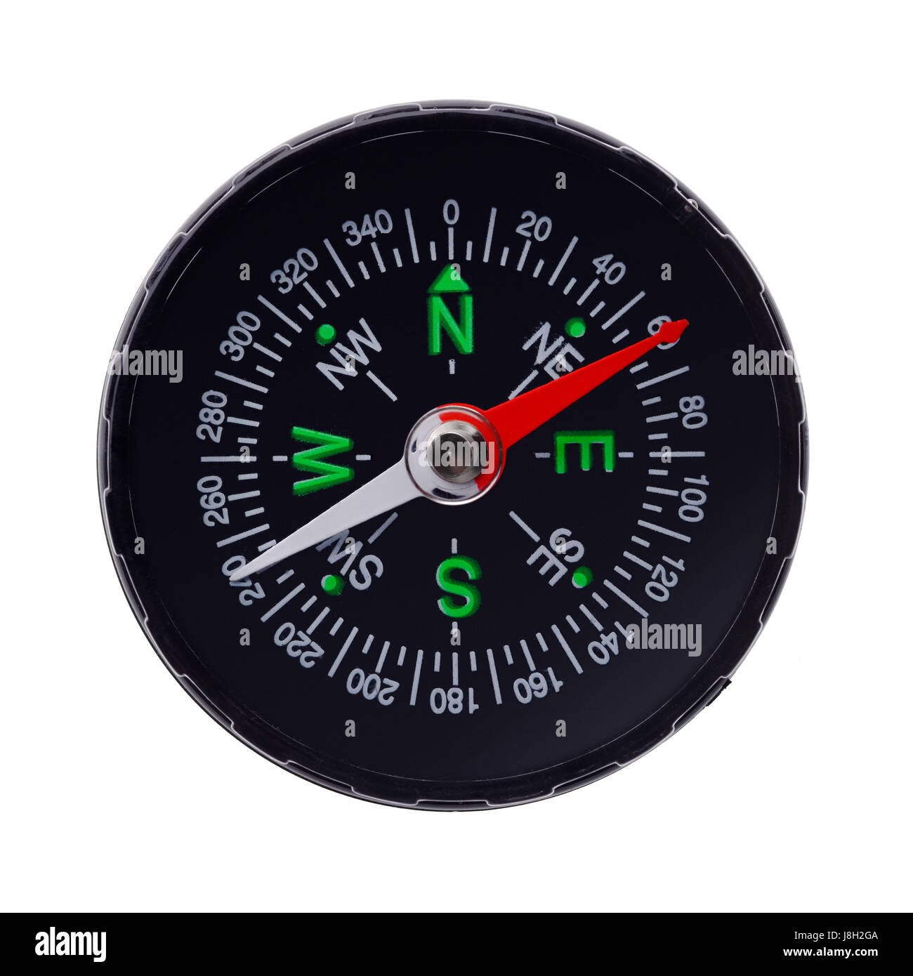 Isolated objects: round black compass, isolated on white background ...