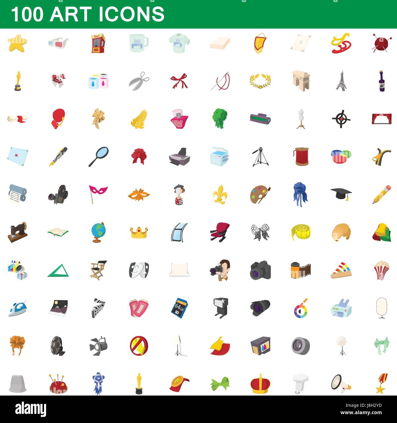 100 art icons set, cartoon style Stock Vector Image & Art - Alamy