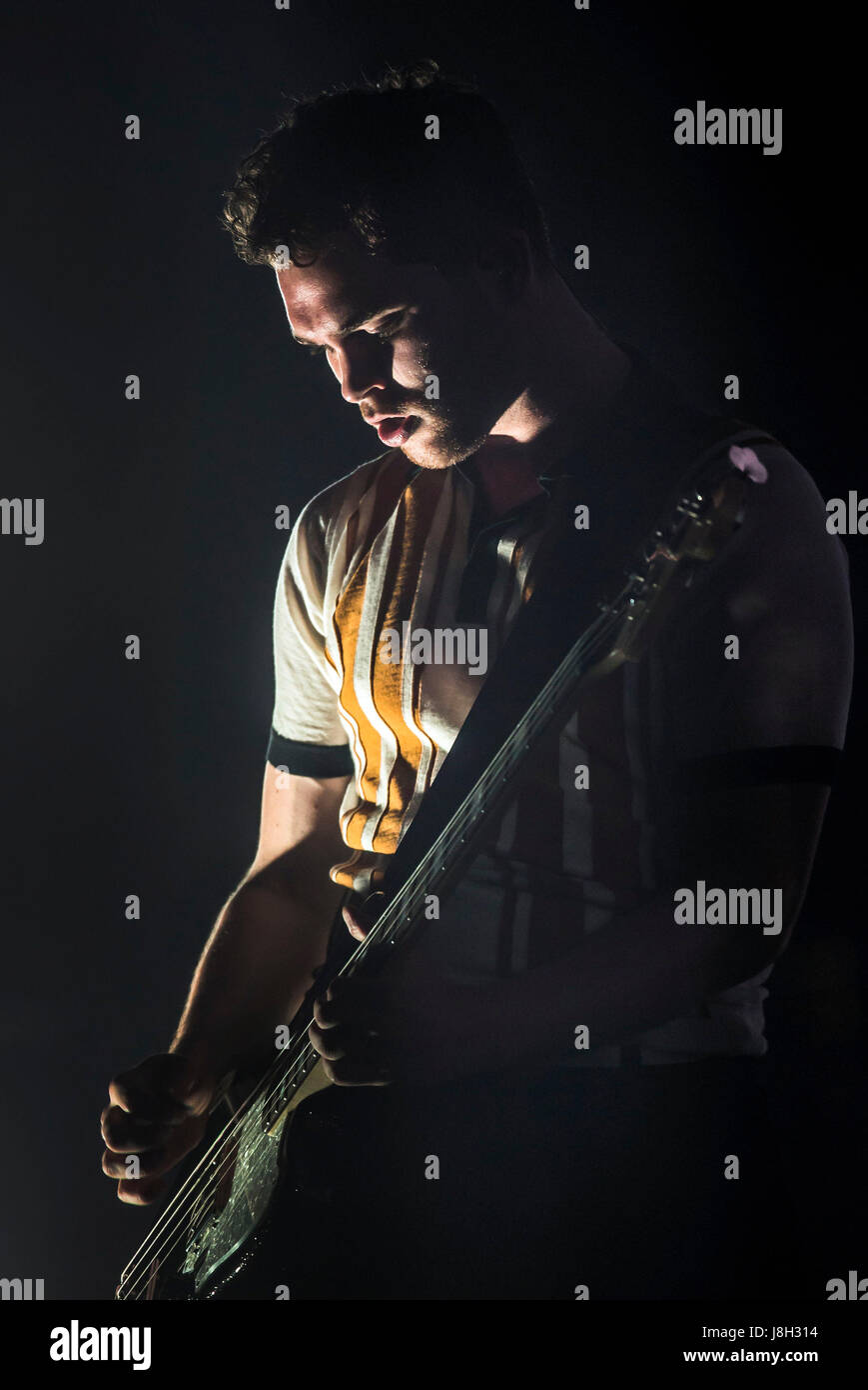 Royal Blood lead vocalist and bass guitarist Mike Kerr performs during ...