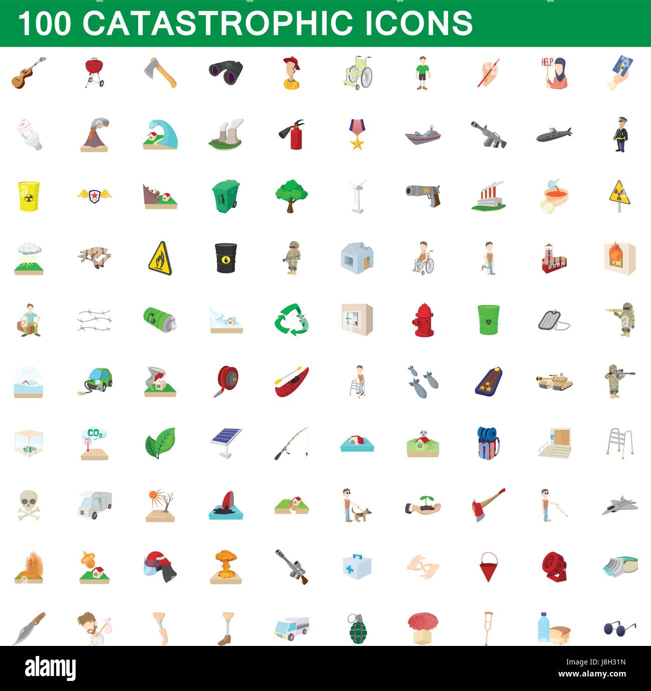 100 catastrophic icons set, cartoon style Stock Vector Image & Art - Alamy