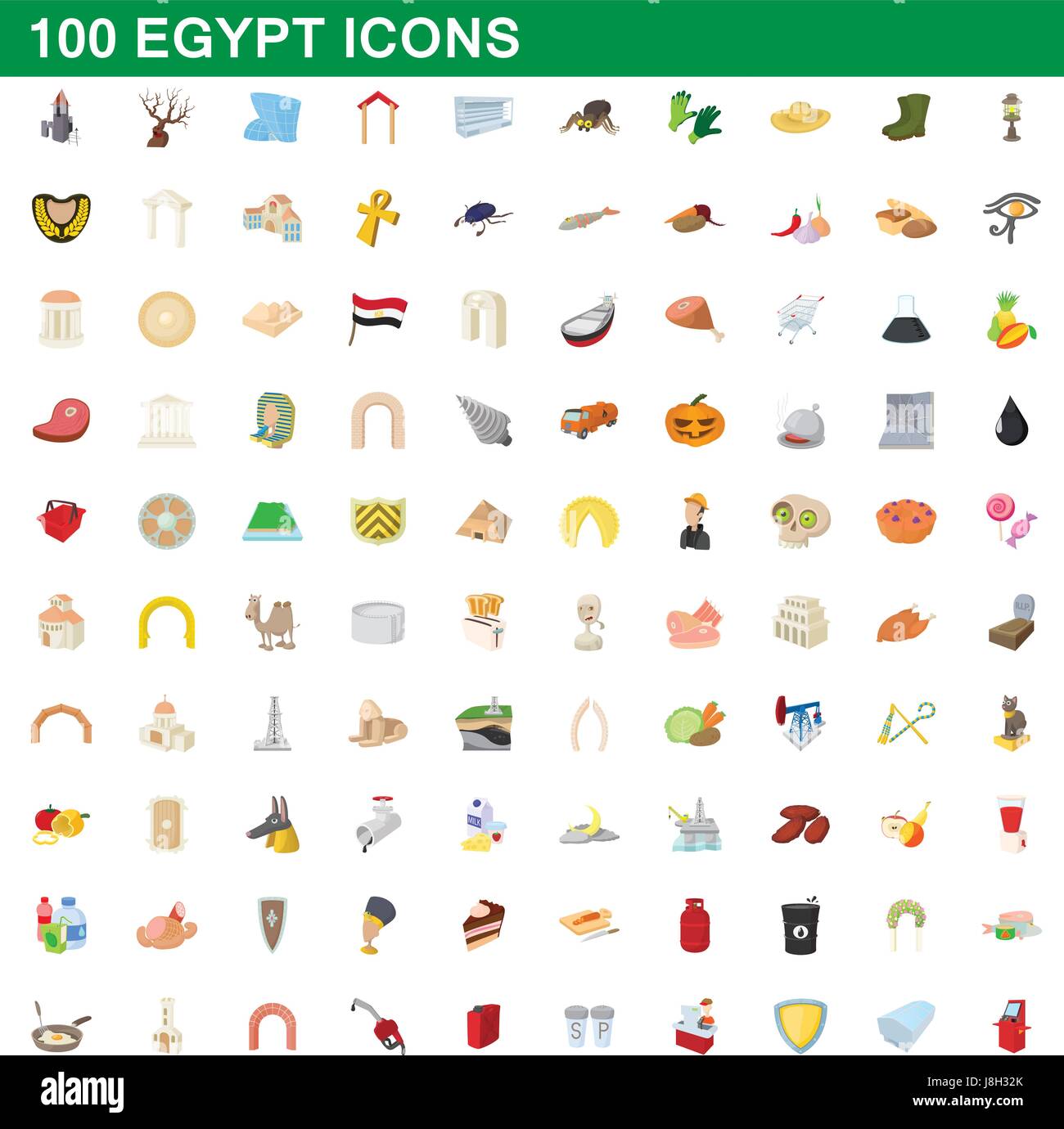 100 egypt icons set, cartoon style Stock Vector Image & Art - Alamy